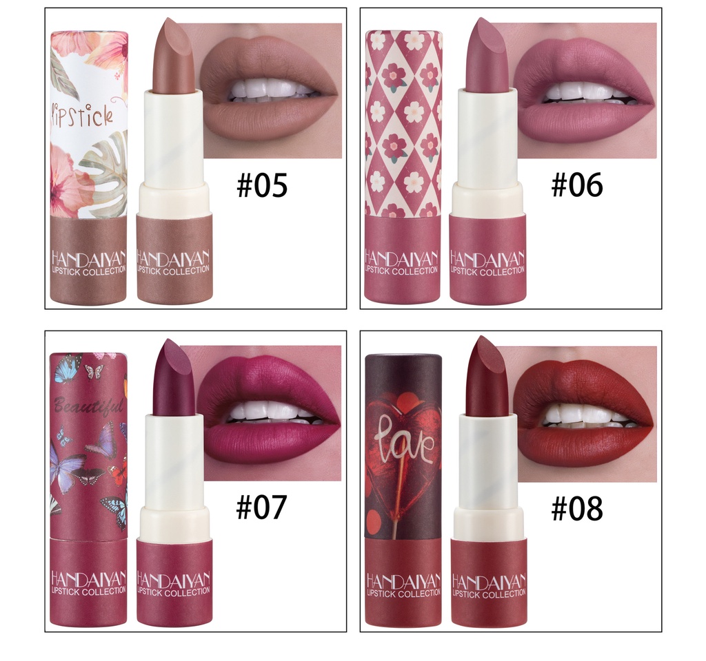 Handaiyan ลิปสติก เนื้อแมตต์กํามะหยี่ กันน้ํา ติดทนนาน ไม่จางหาย 8 สี ...