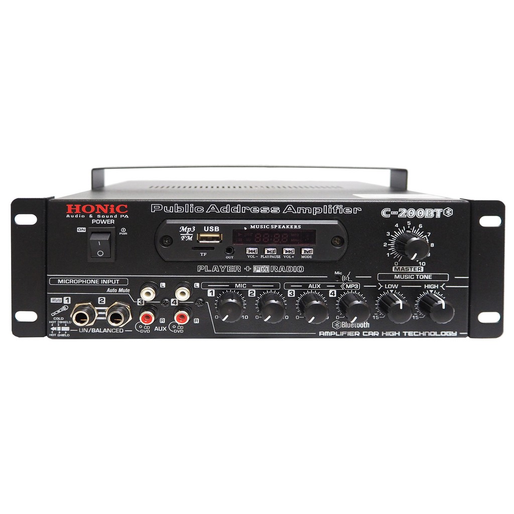 HONIC C-200BTแอมติดรถยนต์ เครื่องขยายเสียงติดถยนต์ DC 12V 200W ใช้ได้ทั้งระบบลำโพงตู้และลำโพง ...