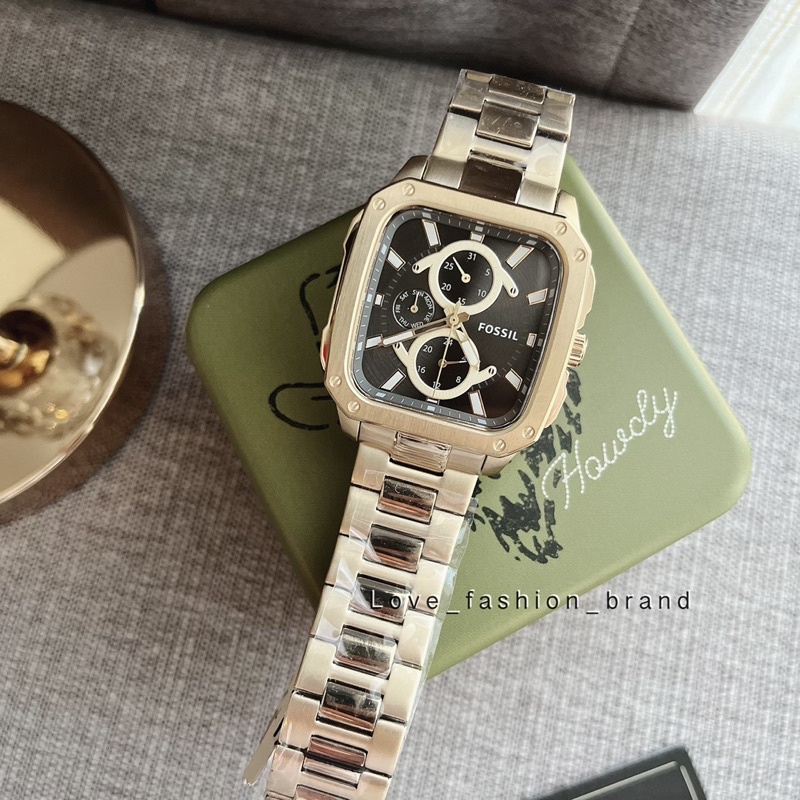 👑ผ่อน0%👑 นาฬิกาข้อมือชาย Multifunction Silver / Gold Tone Stainless ...