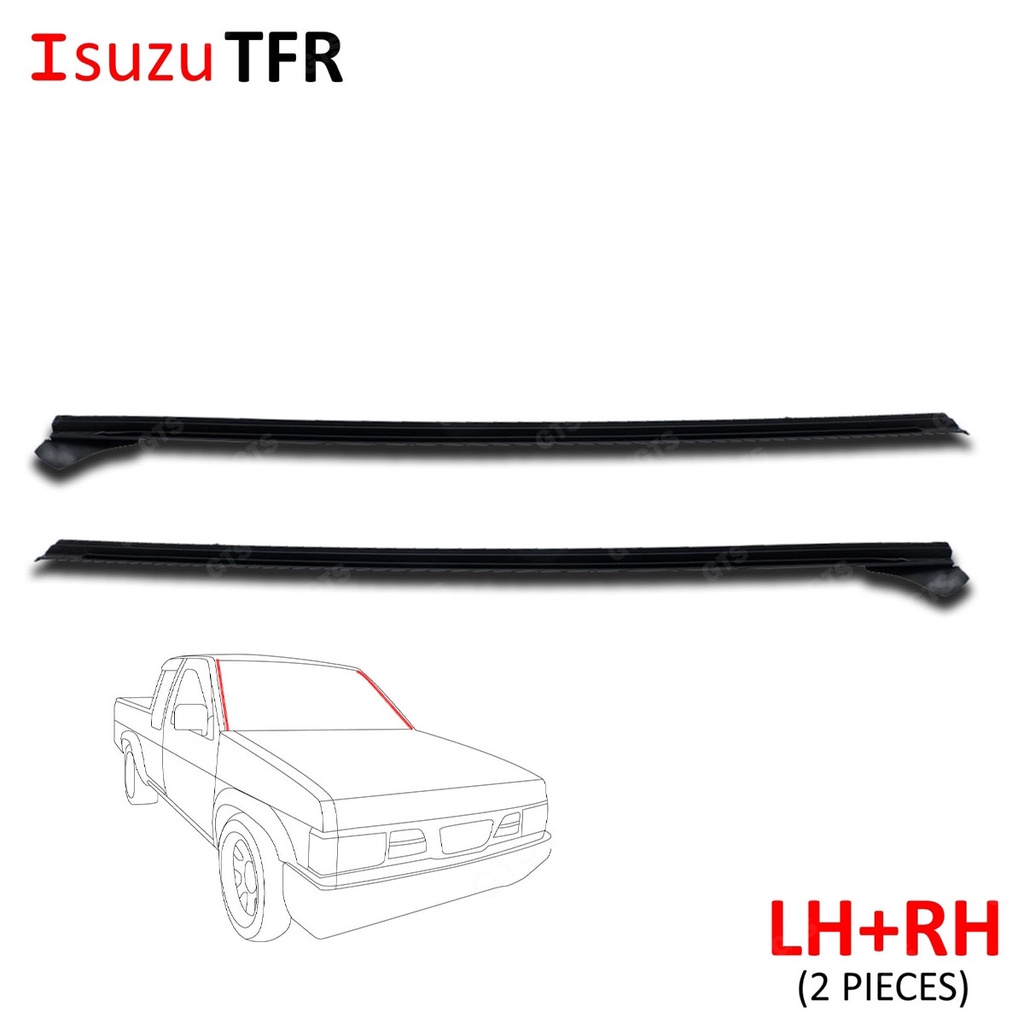 คิ้วขอบกระจกหน้า ข้างซ้าย+ขวา 2 ชิ้น สีดำด้าน สำหรับ Isuzu TFR TF ...