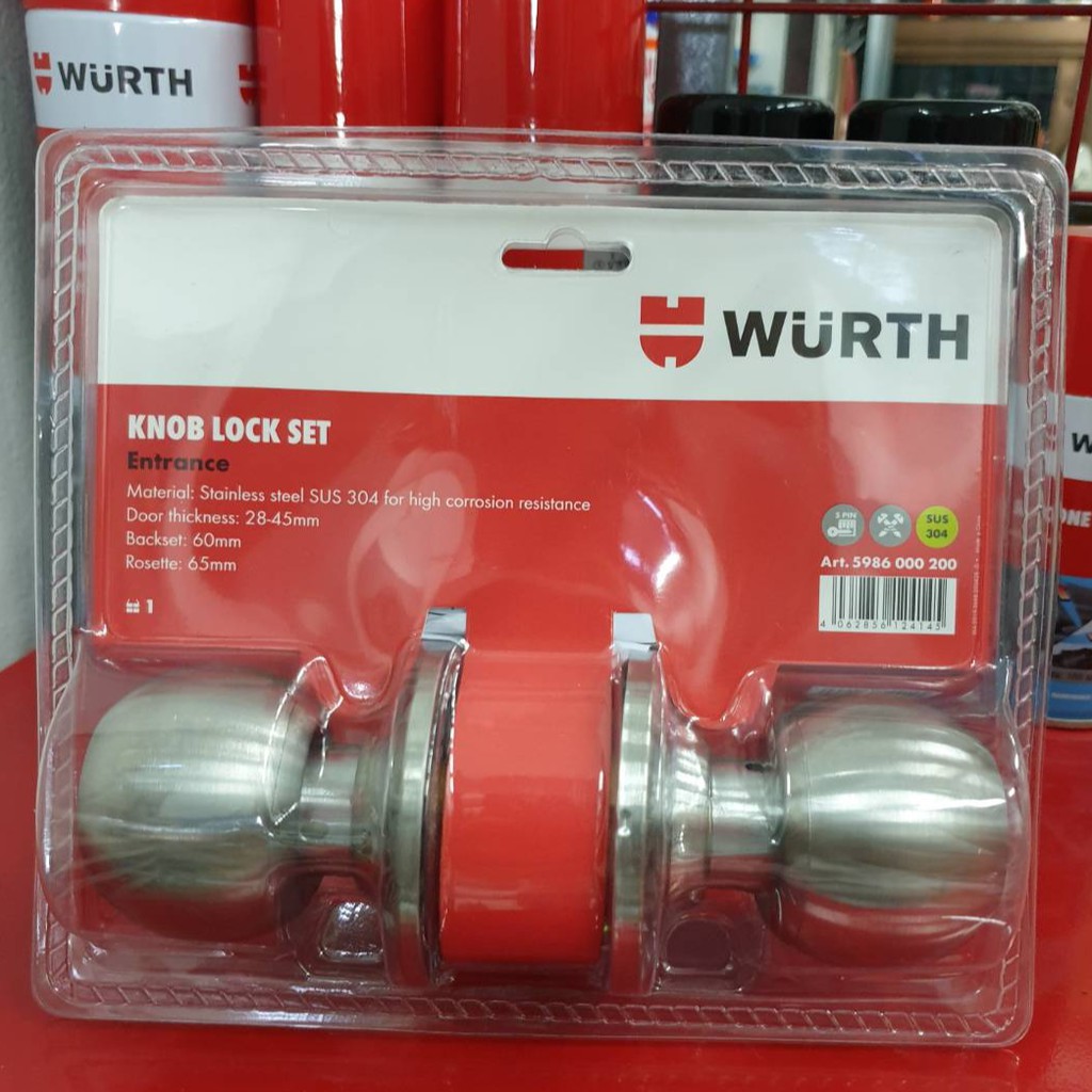 WURTH ลูกบิดประตูสแตนเลส Cylindrical knob lock set | Shopee Thailand