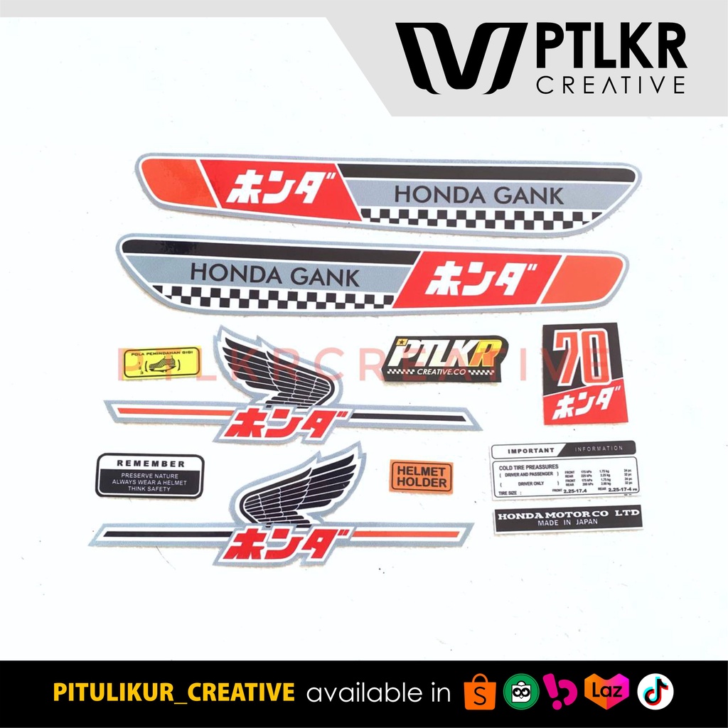 Striping Sticker Honda C70 Honda Gank Custom | Shopee Thailand
