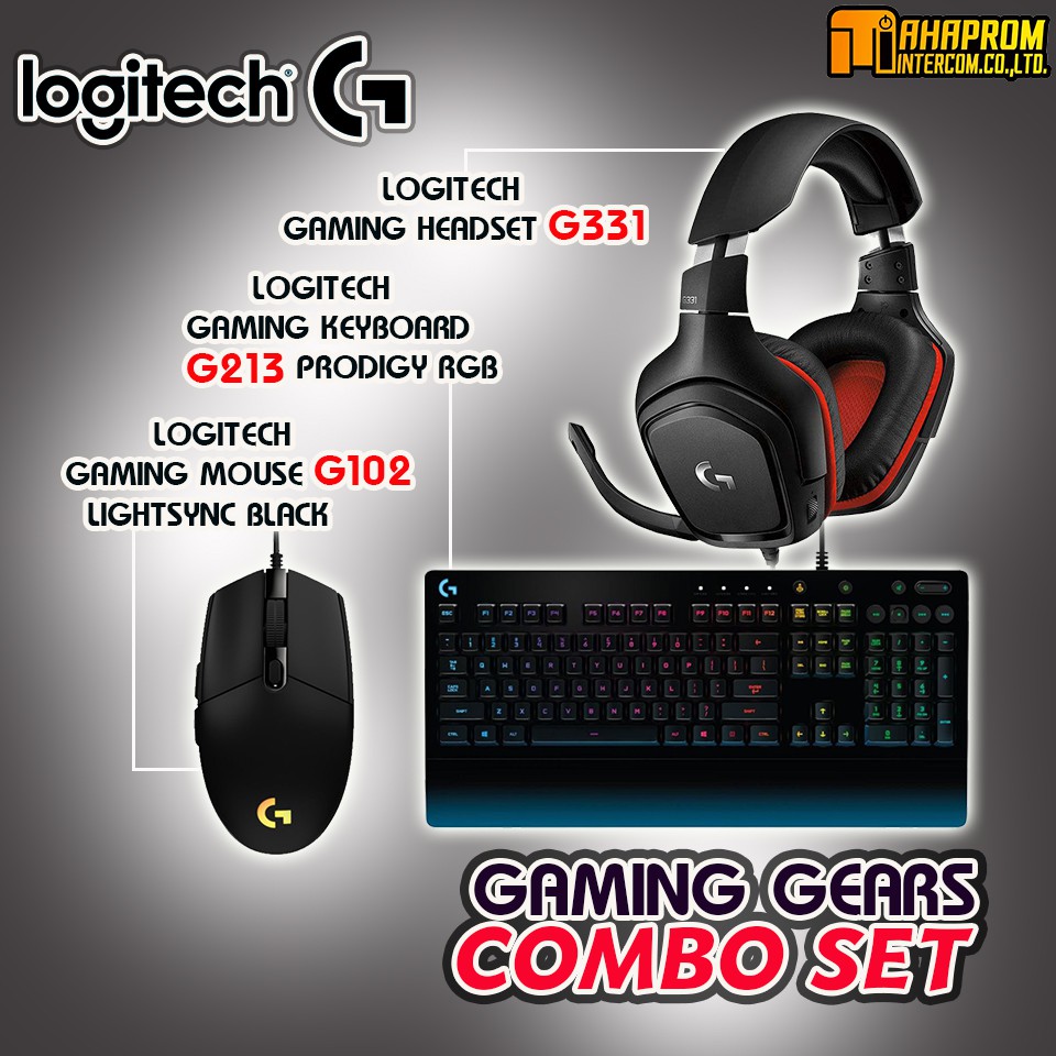 เกมส์มิ่งเกียร์ คอมโบ้เซท Logitech Gaming Gears Combo Set ประกอบด้วย Logitech G102 / Logitech ...