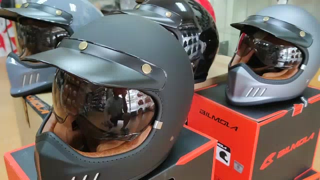 หมวกกันน็อก Bilmola รุ่น RX100 ปี 2021 แว่นในตัว old school , classic ...