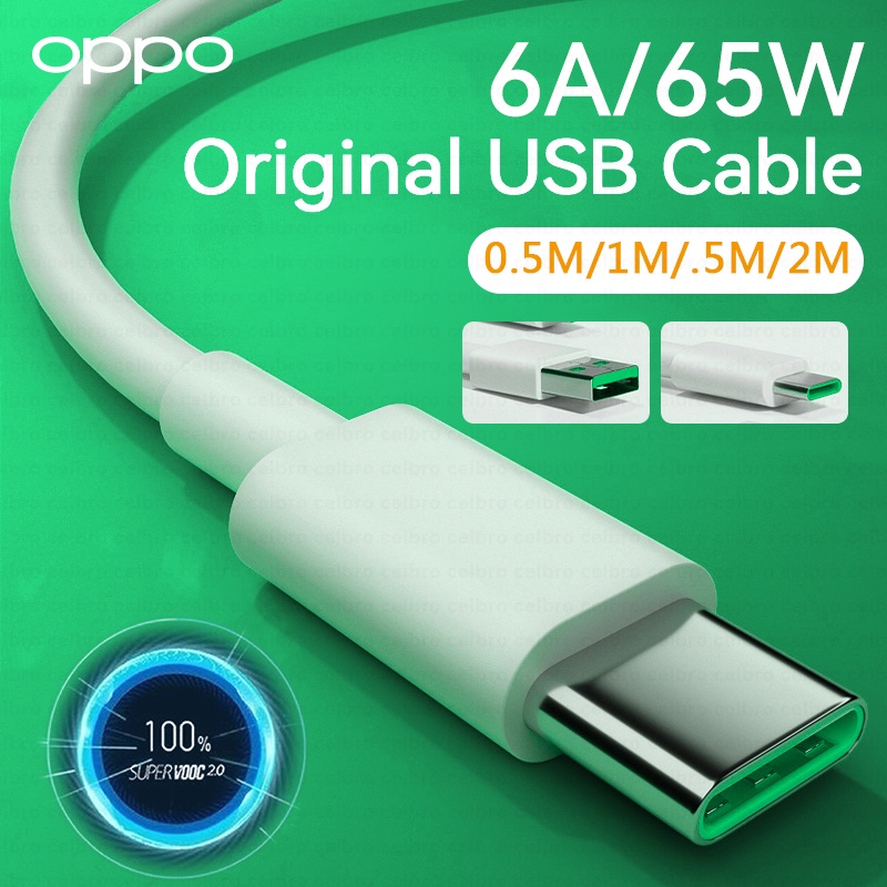 【จัดส่งรวดเร็ว】สายเคเบิล Usb Type C 2 เมตร สําหรับ OPPO 65W 6A 5A OPPO Find X X2 X3 Pro X5 Lite ...