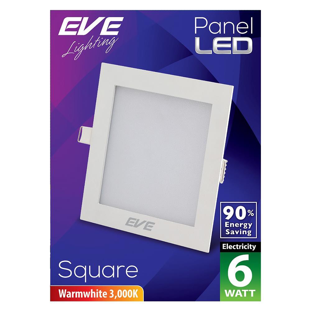 โคมไฟดาวน์ไลท์ ดาวน์ไลท์ EVE PANEL SQUARE LED 6 วัตต์ WARMWHITE 3 นิ้ว ...