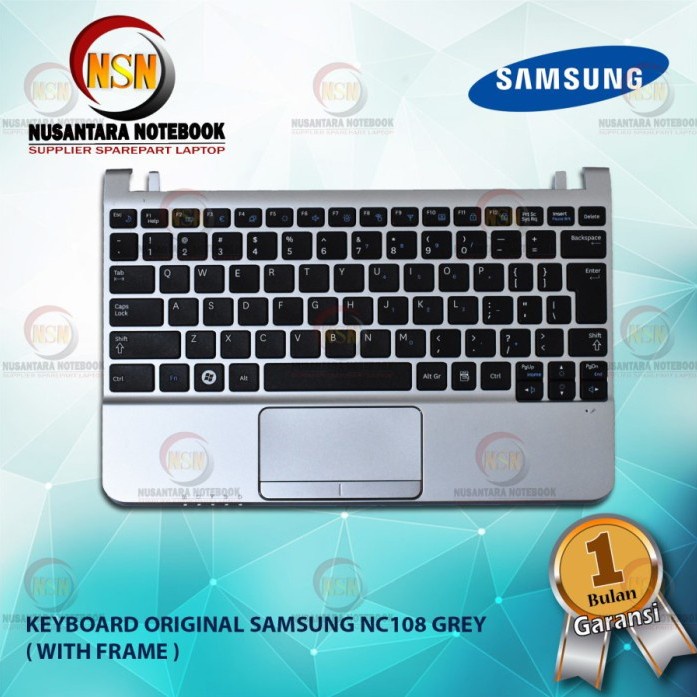 แป้นพิมพ์ Samsung NC108 Nc108p Nc110 Nc110p สีเทาดั้งเดิมพร้อมกรอบ ...