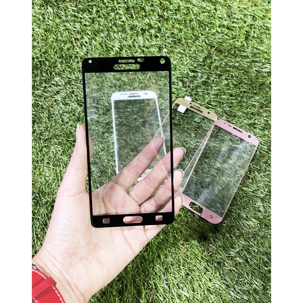 ฟิล์มกระจกนิรภัยเต็มจอขอบสี Sumsung Galaxy Note 4 S7 / J7Pro/J7 Plus ...