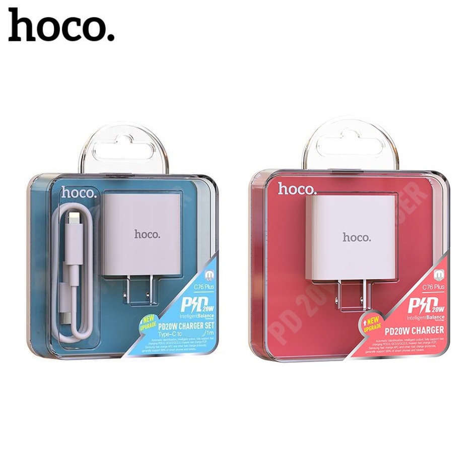 HOCO C76 Plus Fast Charger เซ็ทหัวชาร์จเร็ว พร้อมสายชาร์จ PD 20W รองรับ ...