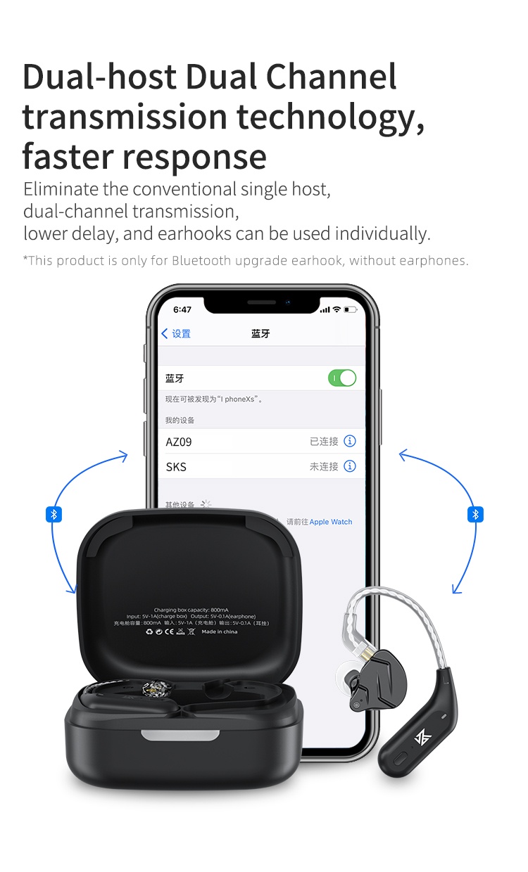 Kz AZ09 หูฟังไร้สายบลูทูธ 5.2 HIFI พร้อมเคสชาร์จ สําหรับหูฟัง KZ TRN ...