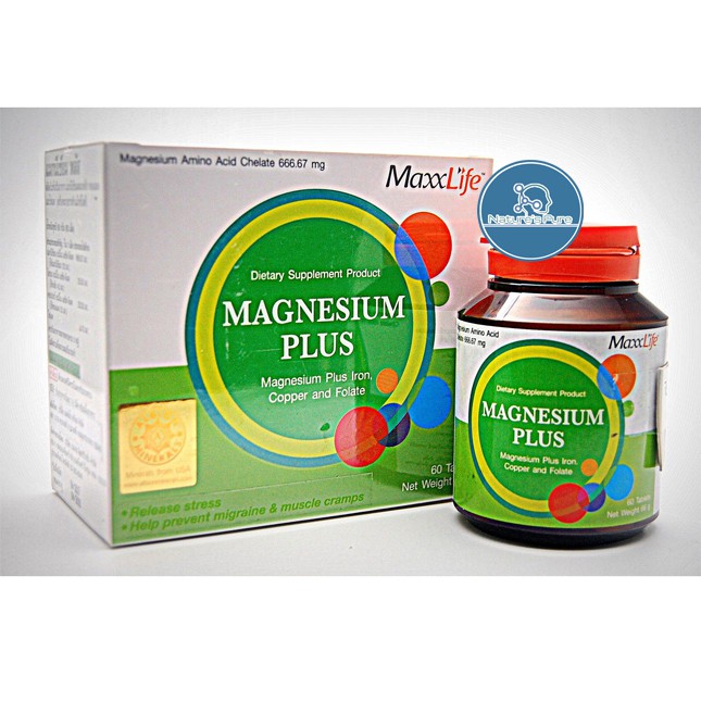 Maxxlife Magnesium Plus 60 Tabs ช่วยต้านความเครียด ไมเกรน ตะคริวและช่วย ...