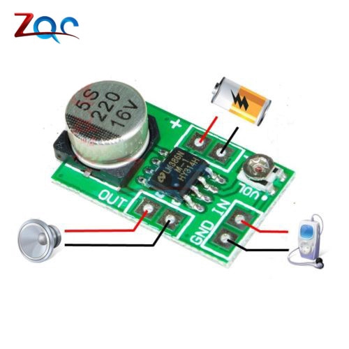 dc 3~12 v 5 v mini lm 386 แผ่นบอร์ดโมดูลขยายเสียงพลังงานสูงสามารถปรับ ...