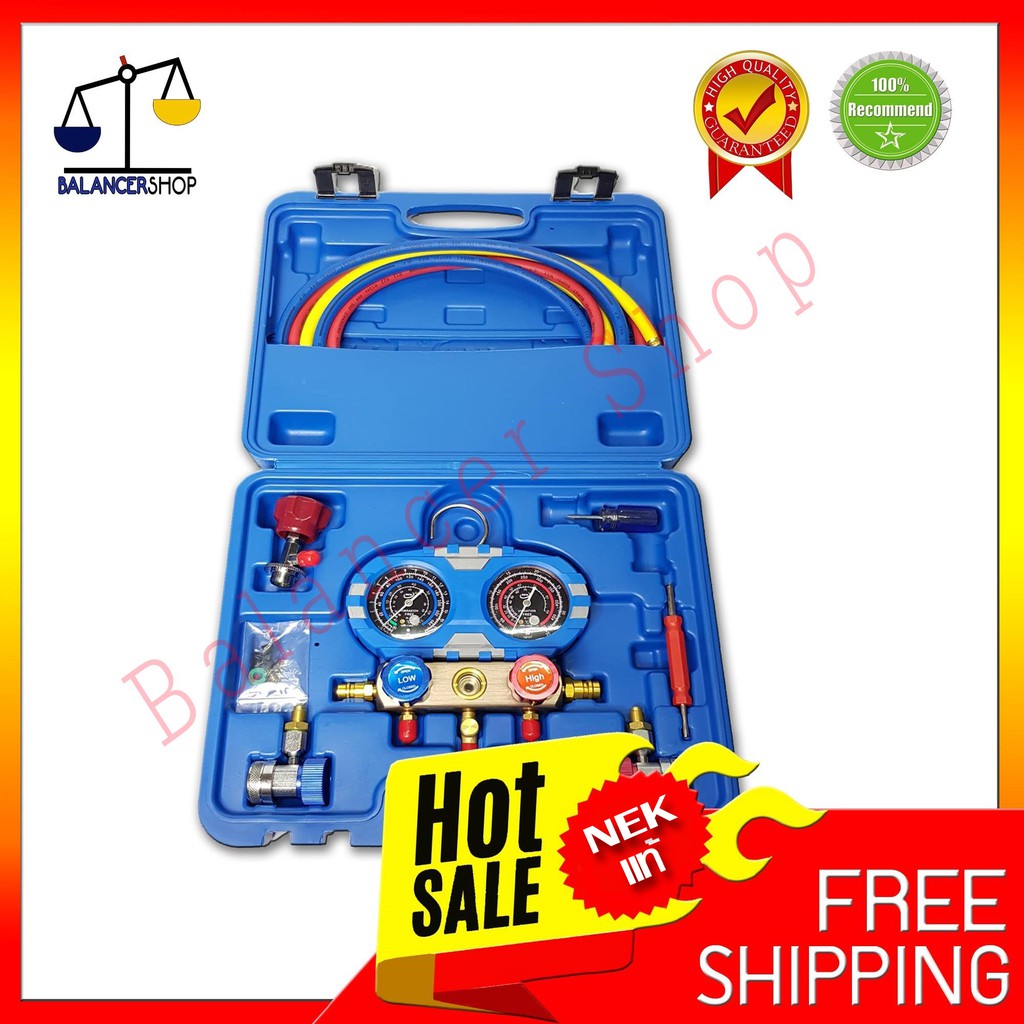 New version Professional เกจวัดน้ำยาแอร์ R12 R134 R22 R404 R410 ของใหม่ 100% ครบชุดเหมาะกับมือ ...