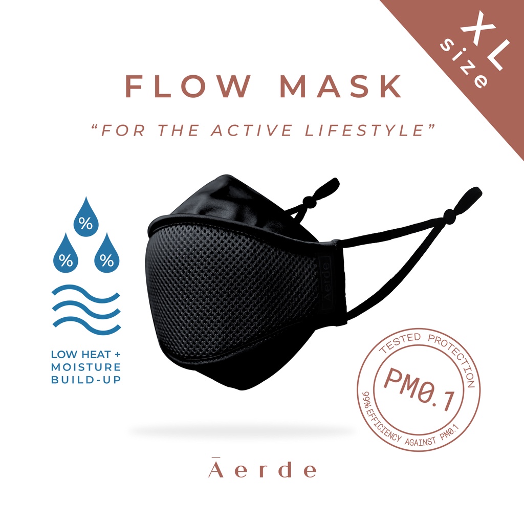 FLOW Mask XL Size by Āerde (แอร์เด้) — Black / สีดำ • เหมาะสำหรับ ...