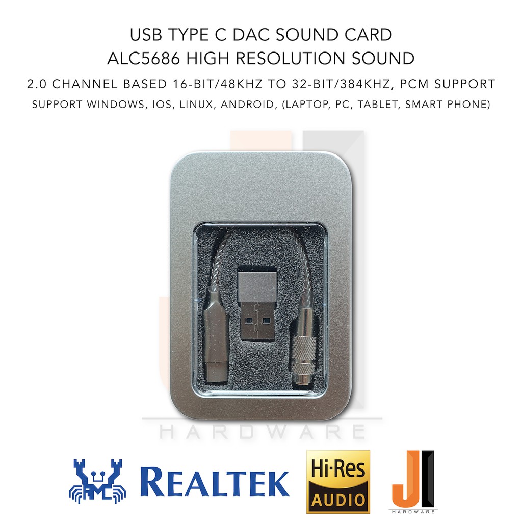 USB type C DAC sound card ALC5686 high resolution sound for PC, Tablet ...