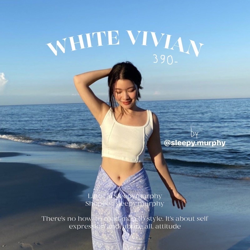 white Vivian top จาก sleepy murphy SOLD | Shopee Thailand