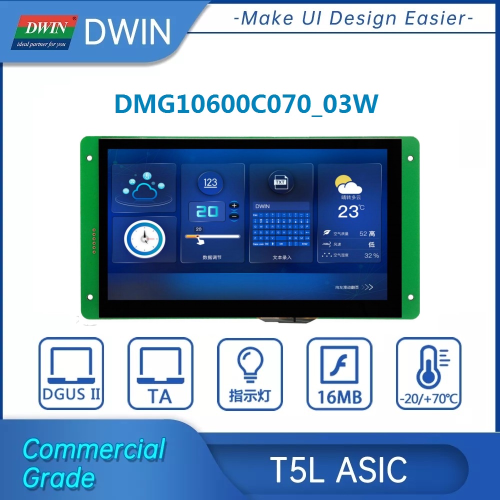 Dwin 7 Inch Arduino And Plc Lcd Monitor1024600 Resolution Hmi Uart Display Connect To Mega