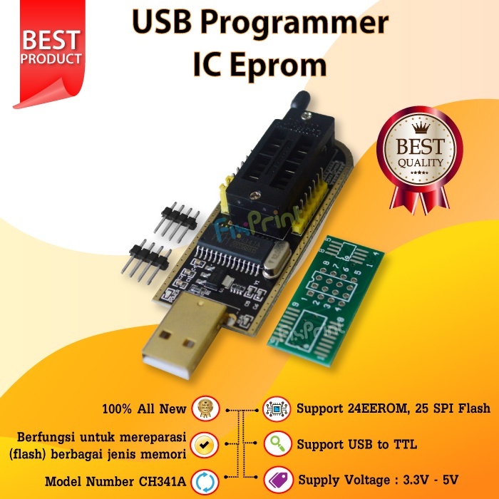 Usb Eprom IC Programmer CH341A โมดูลแฟลช BIOS Eeprom 24 25 Series Eprom ...