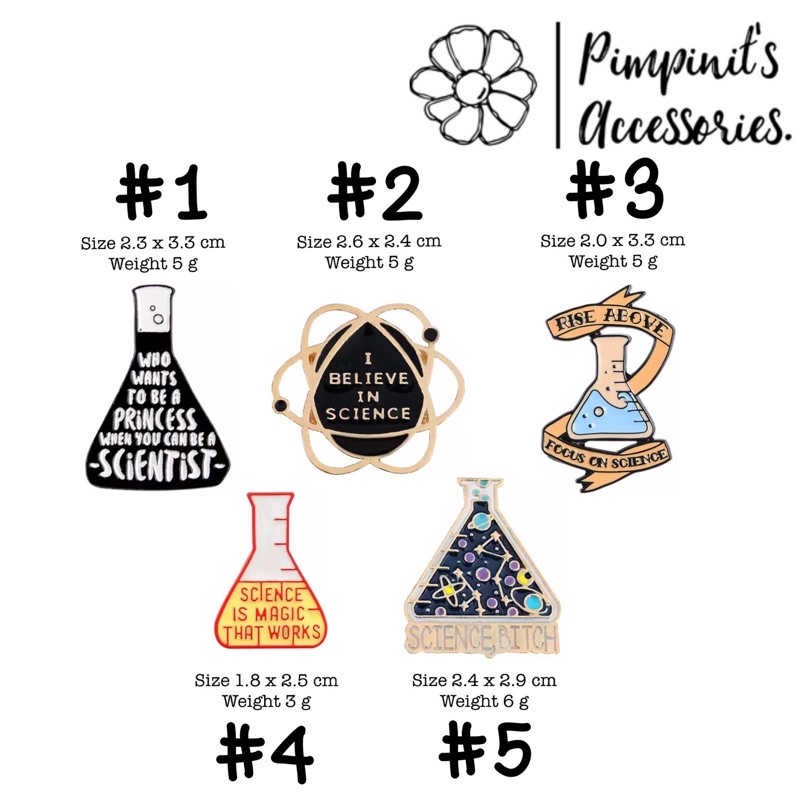 ʕ •ᴥ•ʔ พร้อมส่ง : เข็มกลัดเซ็ทขวดโหลวิทยาศาสตร์ | “SCIENCE,BITCH ...