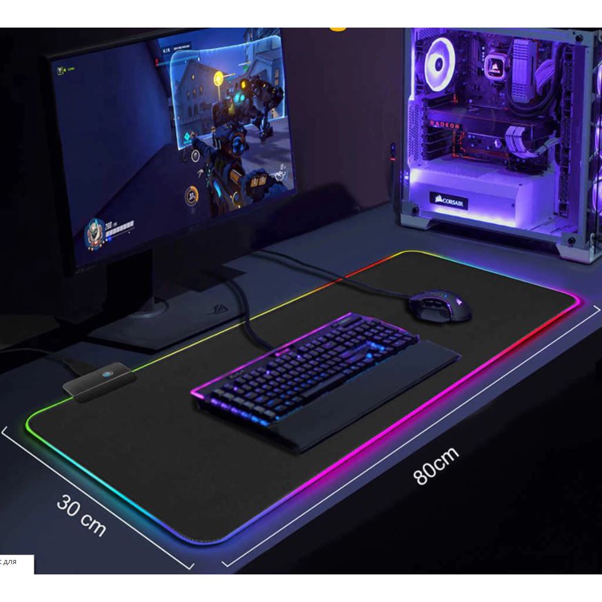 Pelapik Alas Komputer 8 Effect RGB Lighting แผ่นรองเมาส์เกมมิ่ง ขนาด ...