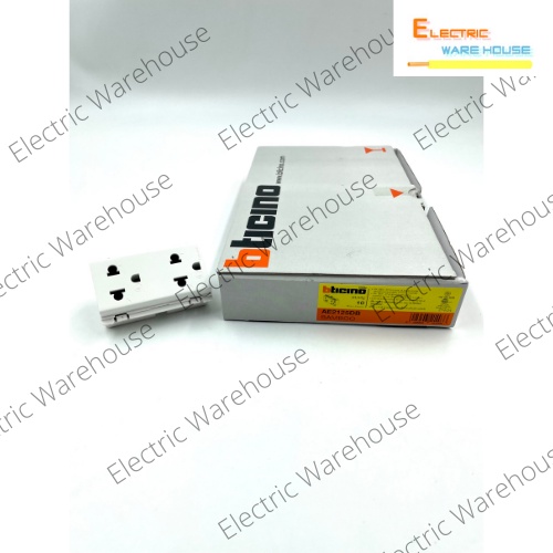 Bticino Bamboo เต้ารับ 3 ขาคู่ / เต้ารับปลั๊กกราวด์คู่ AE2125DB ...