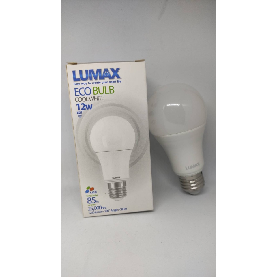 หลอดแอลอีดีรุ่นอายุยาว LED EcoBulb 12w CW ขาวนวล 4000K E27 25,000h Lumax | Shopee Thailand
