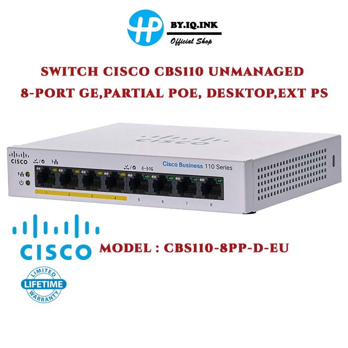 SWITCH (สวิตซ์) CISCO CBS110 UNMANAGED 8-PORT GE,PARTIAL POE, DESKTOP ...