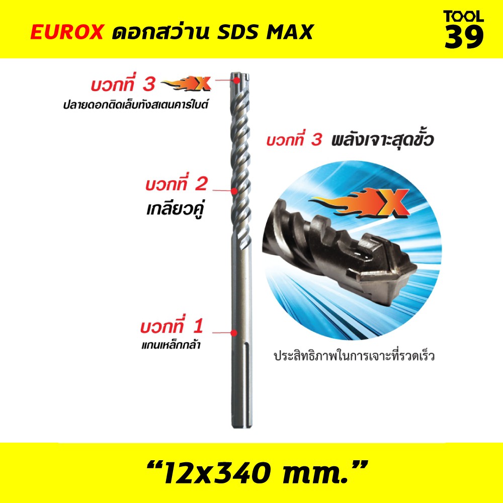 Eurox ดอกสว่าน SDS MAX 12x340 mm. | Shopee Thailand