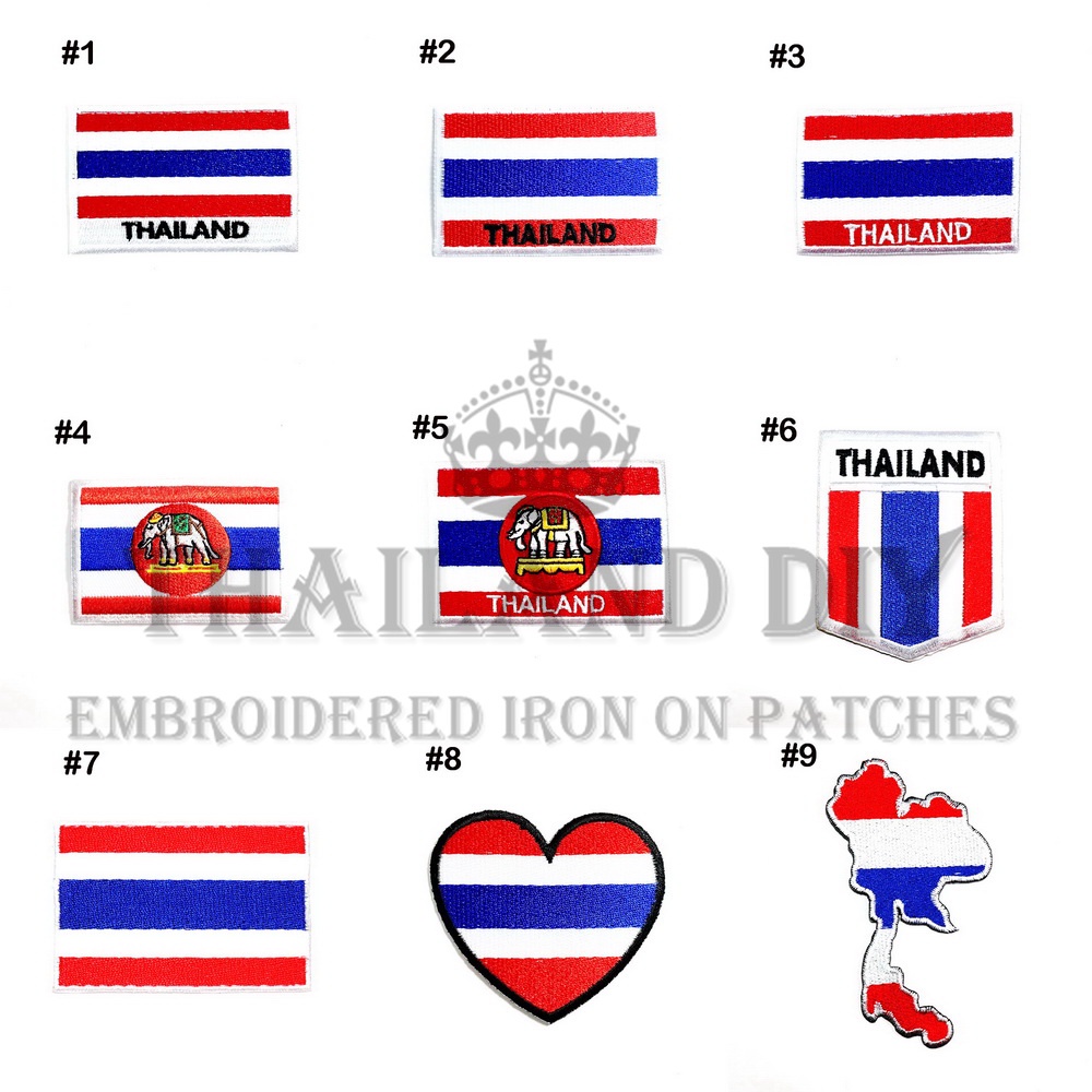 ตัวรีดติดเสื้อ งานปัก ลาย ธงชาติไทย ประเทศไทย ธงราชนาวี ทีมชาติไทย Thailand Flag Patch wop DIY ...
