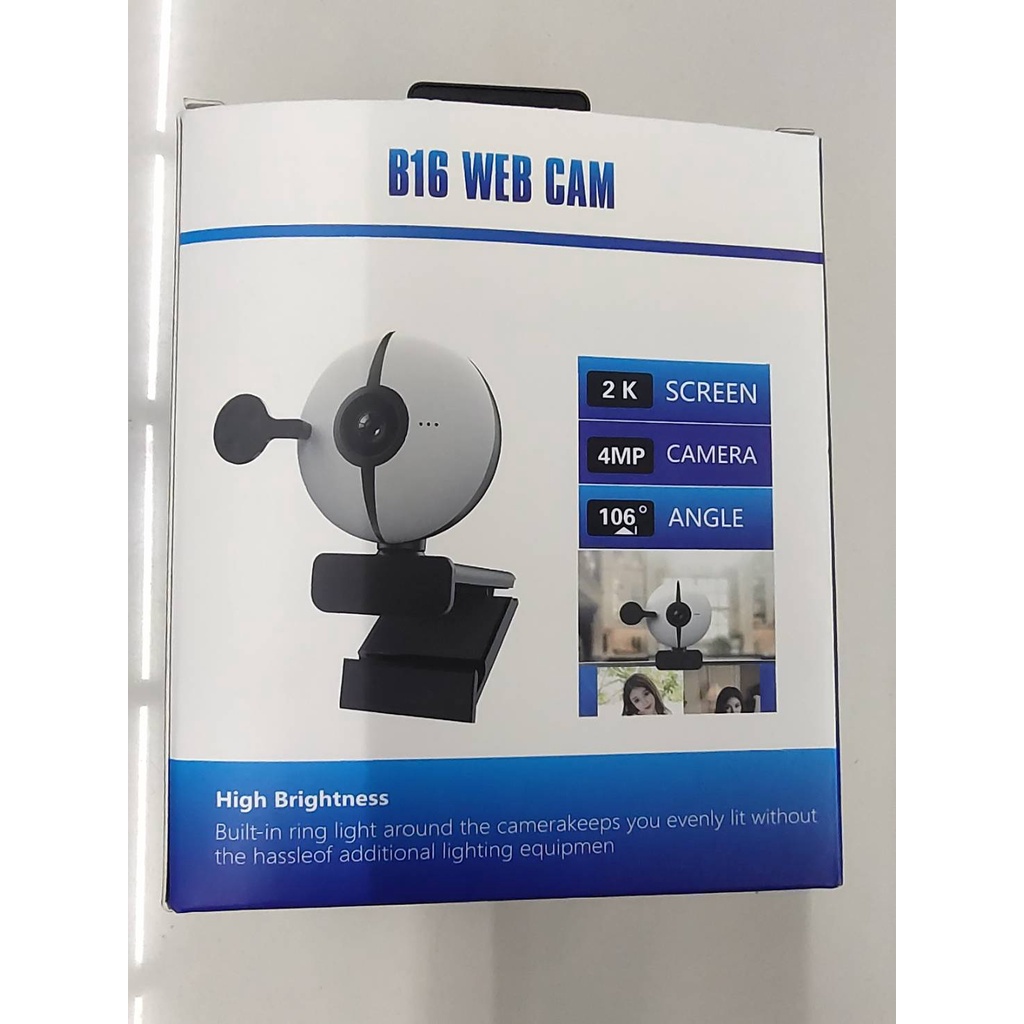B16 WEB CAM ความละเอียด2K เปลี่ยนไฟได้3สี มีไมค์ในตัว ภาพคมชัด เสียงชัด ...