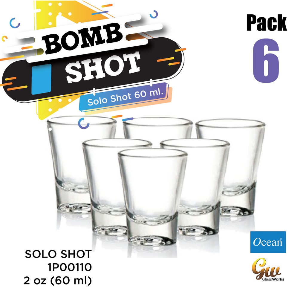 แก้วชอร์ท โอเชี่ยนกลาส ( Pack 6 ใบ) Ocean Glass Solo Shot 2 OZ. (60 ml ...