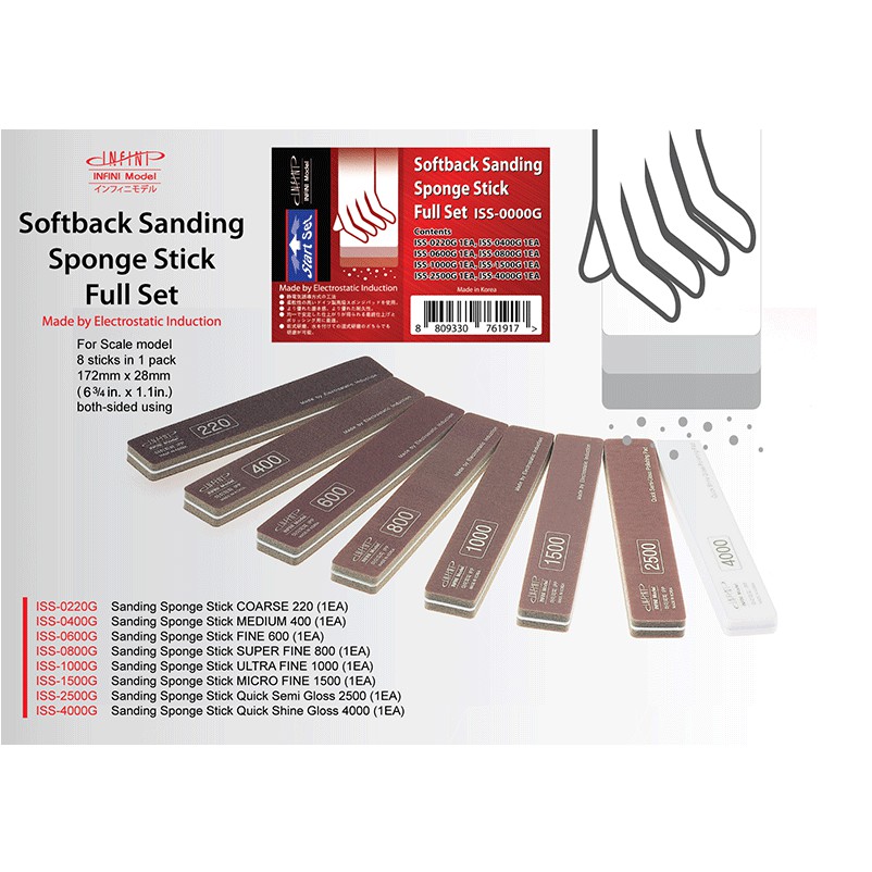 INFINI Model Softback Sanding Sponge Stick Full Set ISS-0000G แท่งขัดพร ...