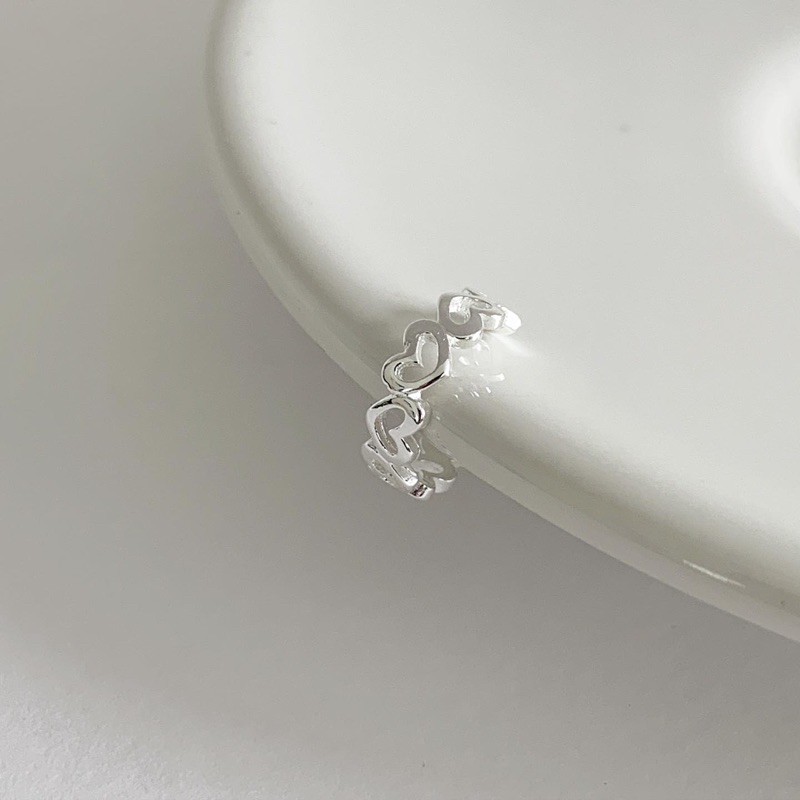 A.piece ต่างหูหนีบ ต่างหูเงินแท้ [all silver 925] heart earcuff | Shopee Thailand