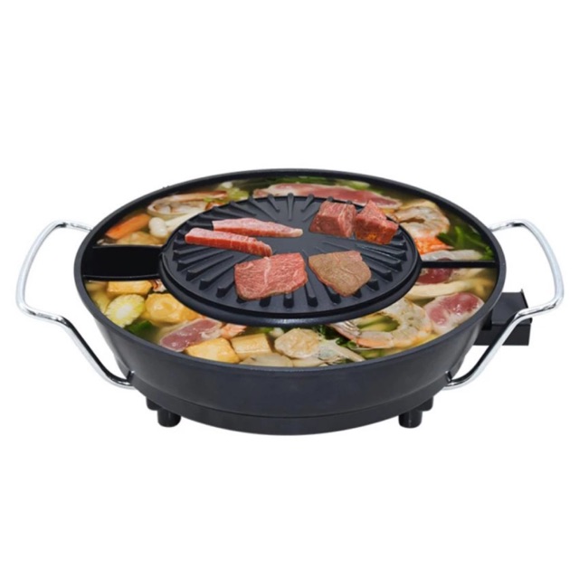 หม้อสุกี้บาร์บีคิว กระทะ ปิ้งย่าง หมูกระทะ เตาย่างเกาหลีไฟฟ้า เตาปิ้งย่าง BBQ OXYGEN รุ่น KW-401 ...