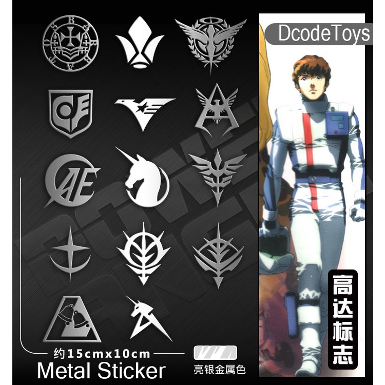 สติ๊กเกอร์โลหะ Gundam Gunpla MIX Logo & Icon - origin RX-78 amuro ray ...