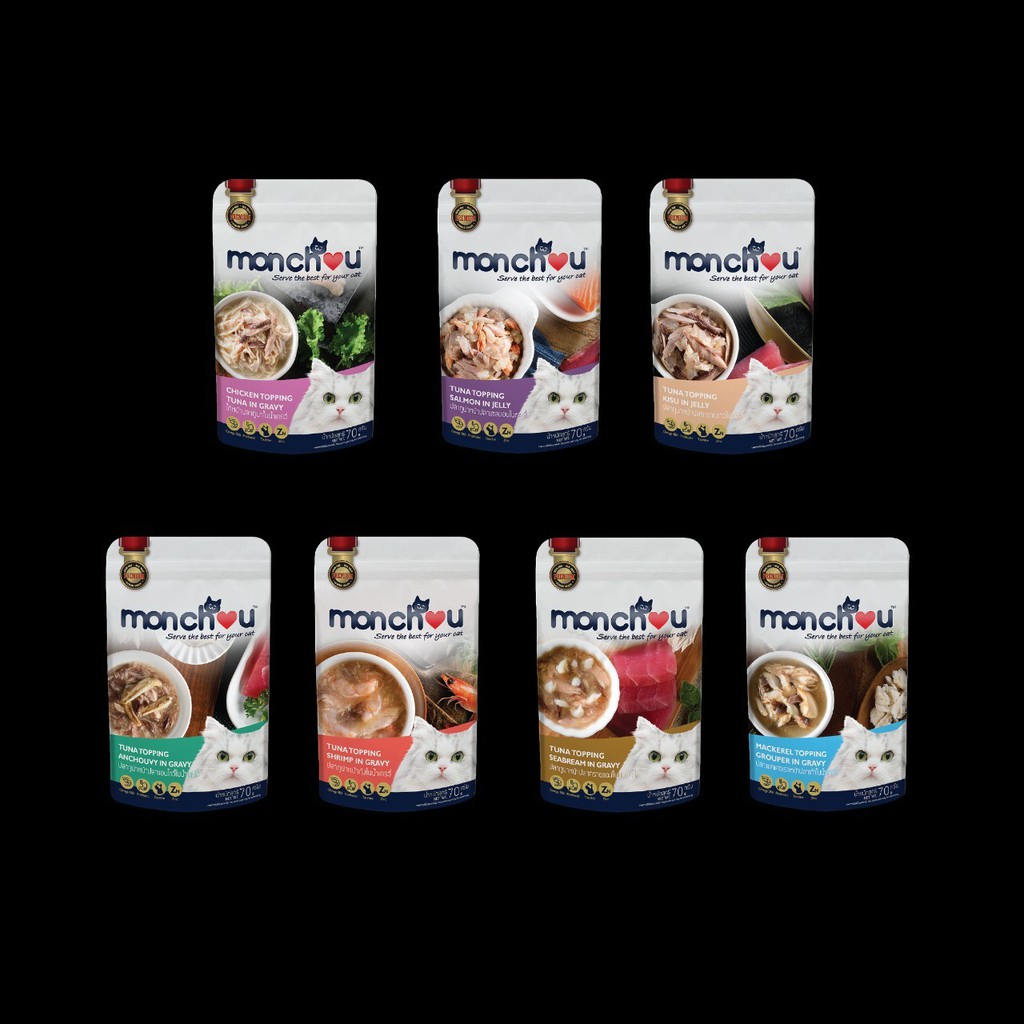 Monchou ️ มองชู อาหารแมวปียกแบบซอง ขนาด 70g. มี 7 รสให้เลือก (ยกโหล) mX1r | Shopee Thailand