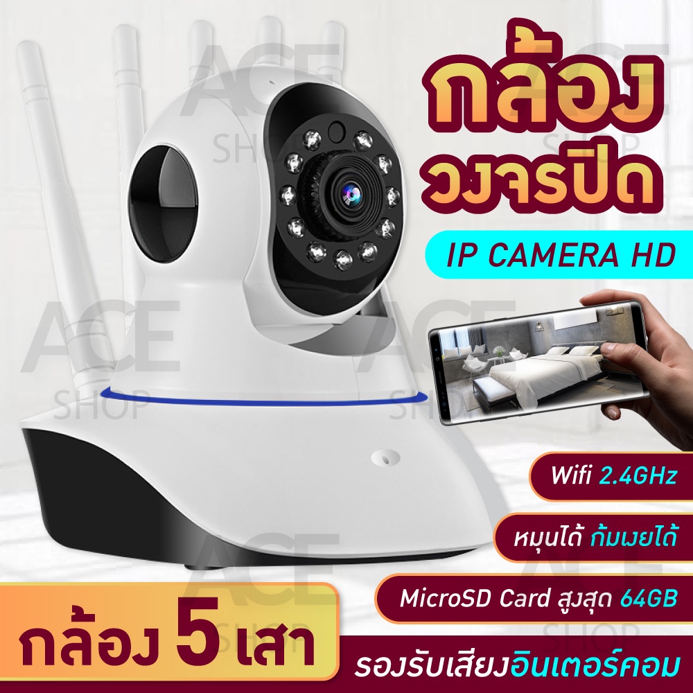 IP Camera กล้องวงจรปิด รุ่น4216-5A 5เสา Wifi 2.4GHz ดูผ่านมือถือได้ ...