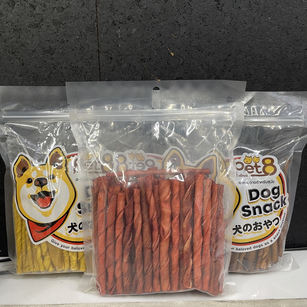 แท่งหนังเกลียว ขัดฟัน (Twisty Stick) รสไก่ ตับ เนื้อ ขัดฟัน no cal no ...