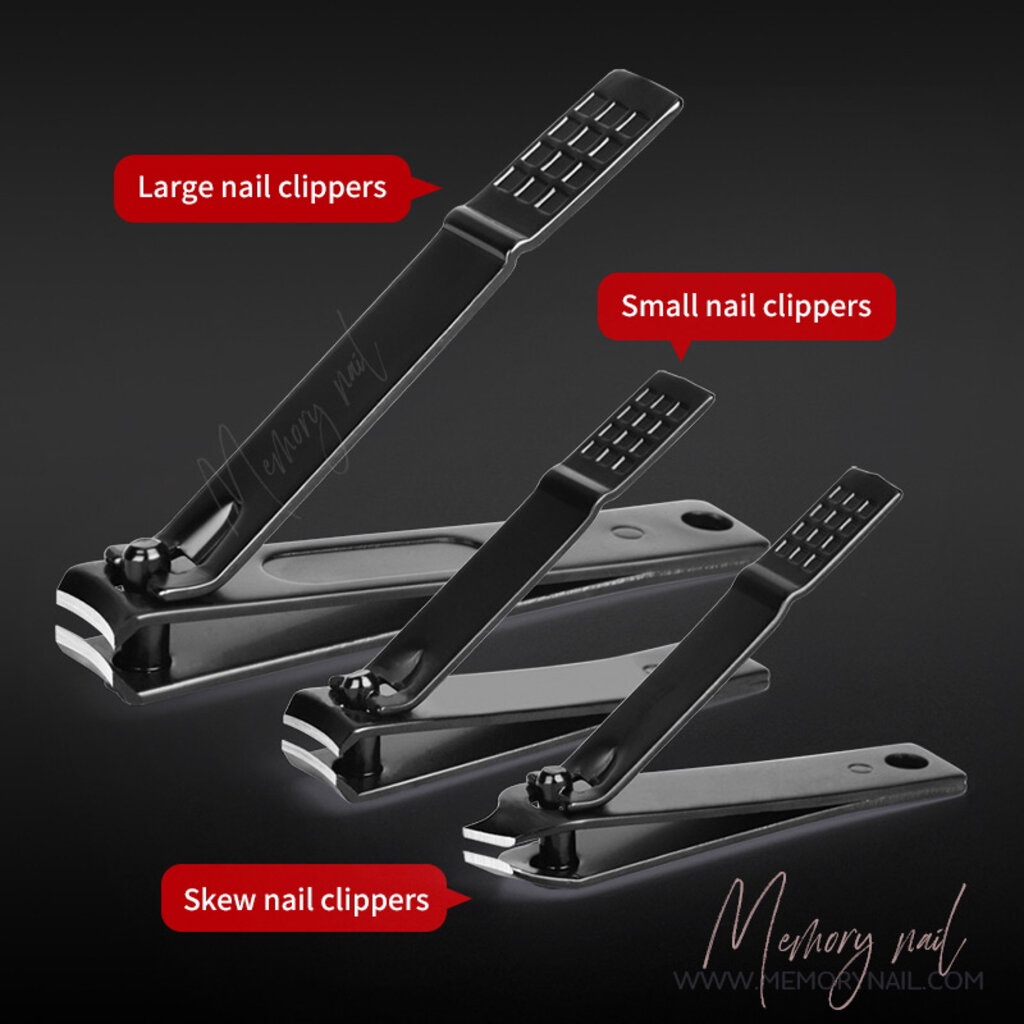 Nail Clipper Cutter อุปกรณ์กรรไกรตัดเล็บสแตนเลสแบบบางพับได้ ชุดสีดำ