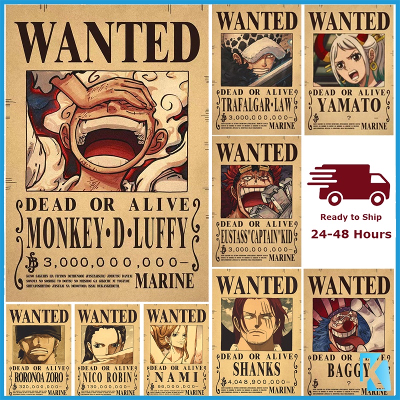 โปสเตอร์กระดาษคราฟท์ ลาย one piece wanted wanted poster luffy gear 5 ...