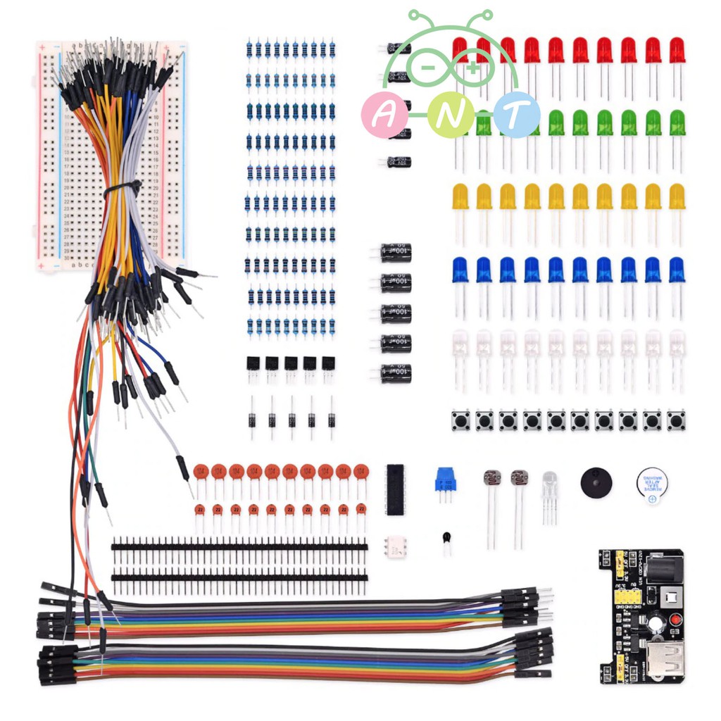 Electronics Components Basic Starter Kit for Arduino (No Plastic Box ...