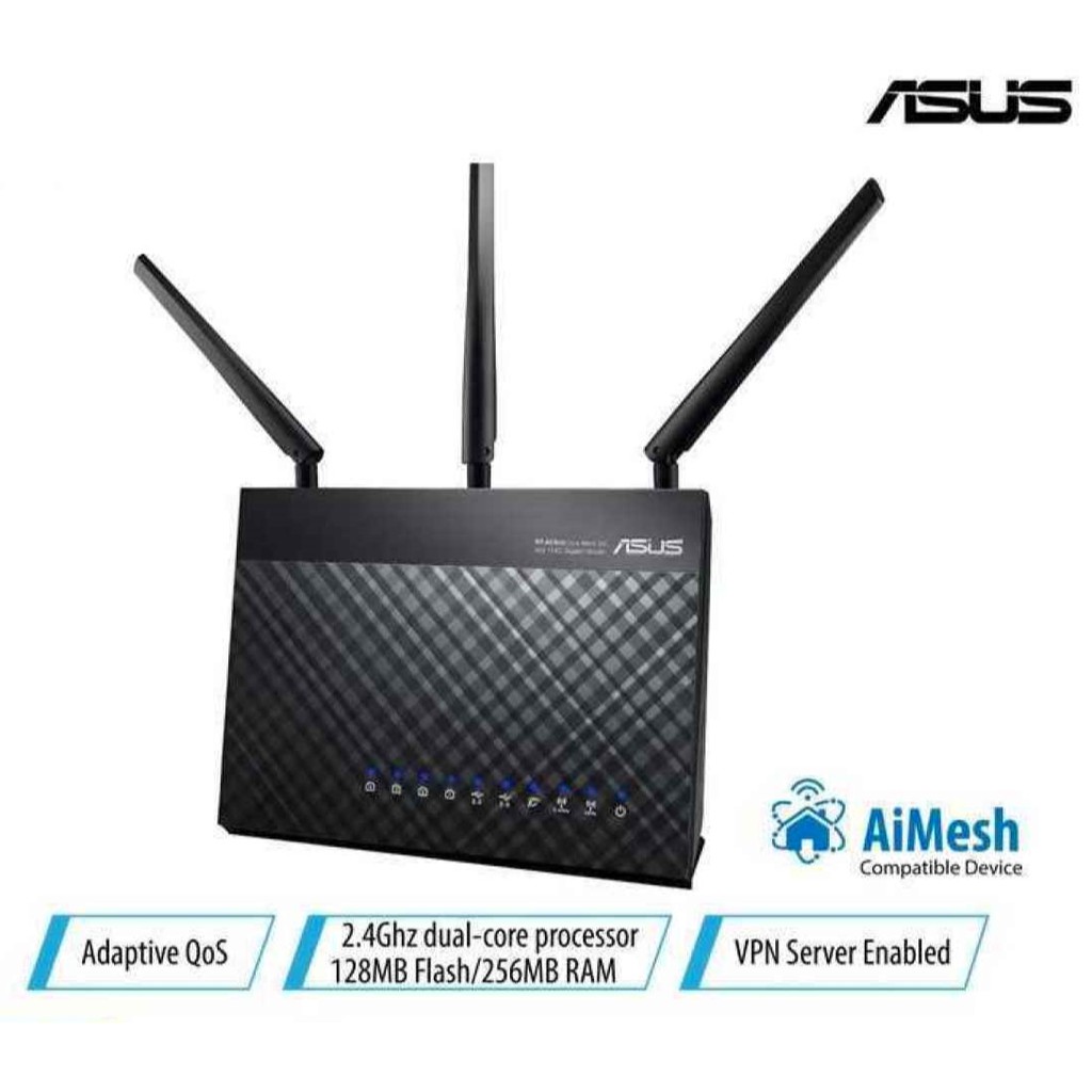 ROUTER (เราเตอร์) ASUS AIMESH (RT-AC68U) DUAL BAND AC1900 GIGABIT PORT ...