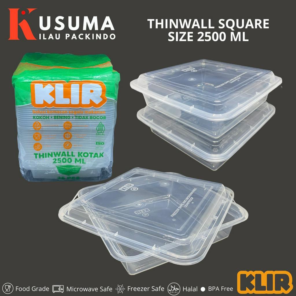 (RETAIL) Kler THINWALL SQUARE JUMBO 2500ML 3600ML CONVEX COVER ต่อหน่วย 1 ชิ้น กล่องปอดพลาสติก ...