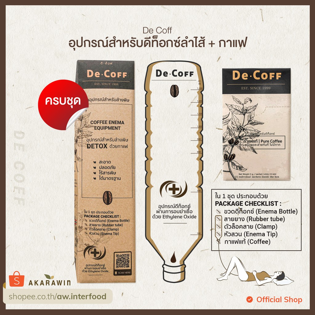 [ครบชุด] DeCoff ชุดอุปกรณ์ดีท็อกซ์ 1 ชุด พร้อมกาแฟดีท็อกซ์ 1กล่อง ...