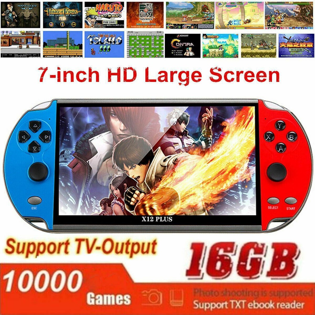 เกมคอนโซล X12 Plus 7" 16Gb แบบพกพา 10000 เกมสําหรับเครื่องเล่น Psp ...