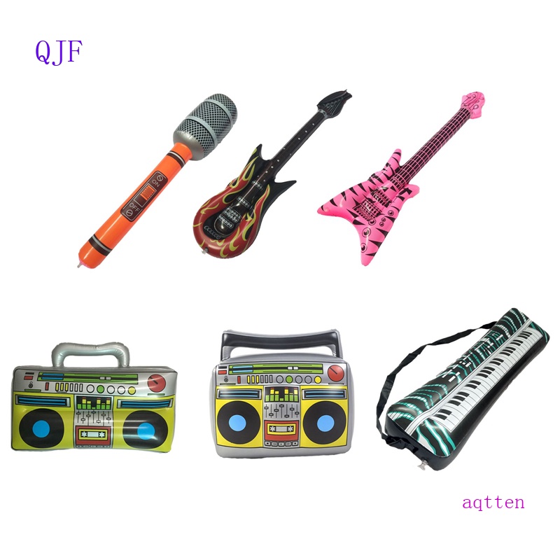 Qjf กีตาร์เป่าลม พร็อพปาร์ตี้เด็ก พองลม ร็อคสตาร์ ของเล่น กีตาร์ ...