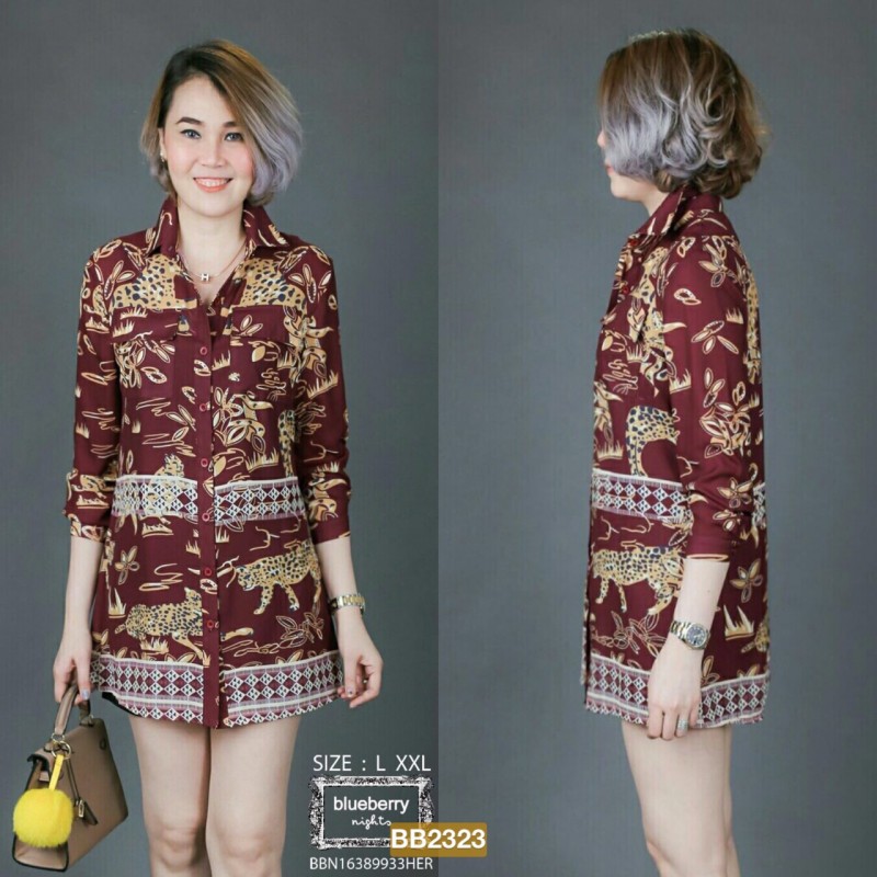 Granddesignplus BB2323*สีแดง*รอบอก"L: 40" เสื้อเสือดาว สไตล์แอร์เมส | Shopee Thailand