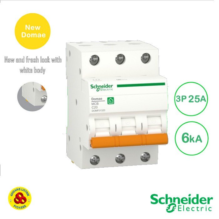 Schneider MCB 3P 25A 6kA ใหม่ Domae MCB เบรกเกอร์ 3 เฟส 25 Amp 6kA | Shopee Thailand
