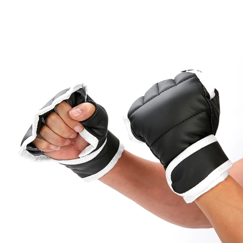 ถุงมือกระสอบทราย Half Boxing Finger Sparring Mitts Taekwondo Protector ...