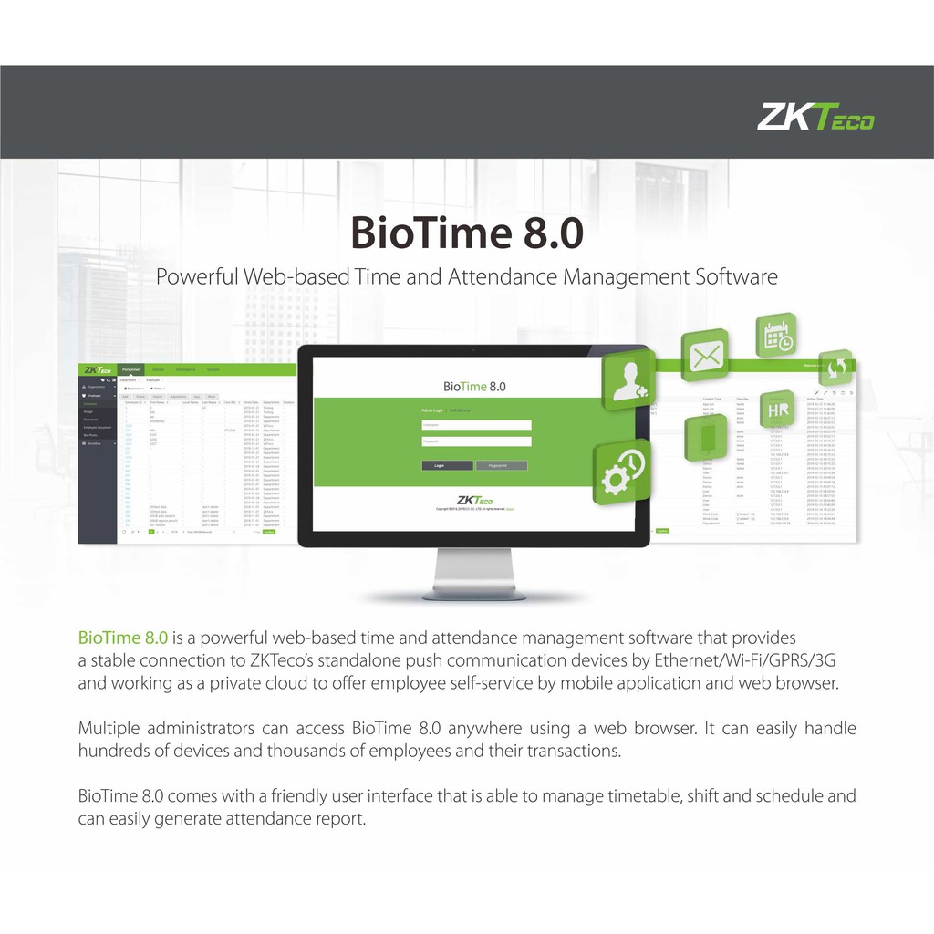 ZKTeco BioTime 8.0 Web-based Time and Attendance Management Software ...